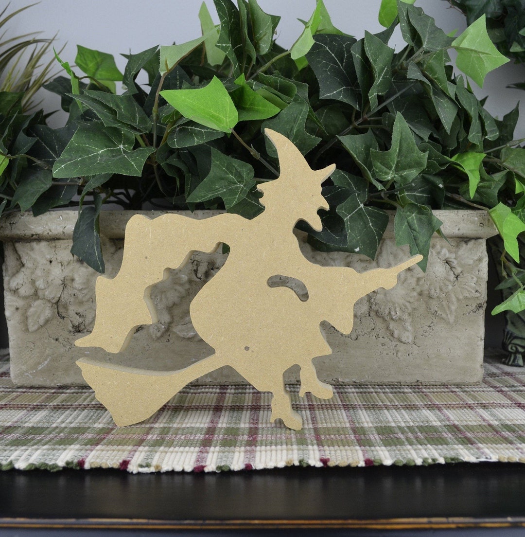 Flying Witch Wood Decoration DIY Halloween Home Decor Free Standing ...
