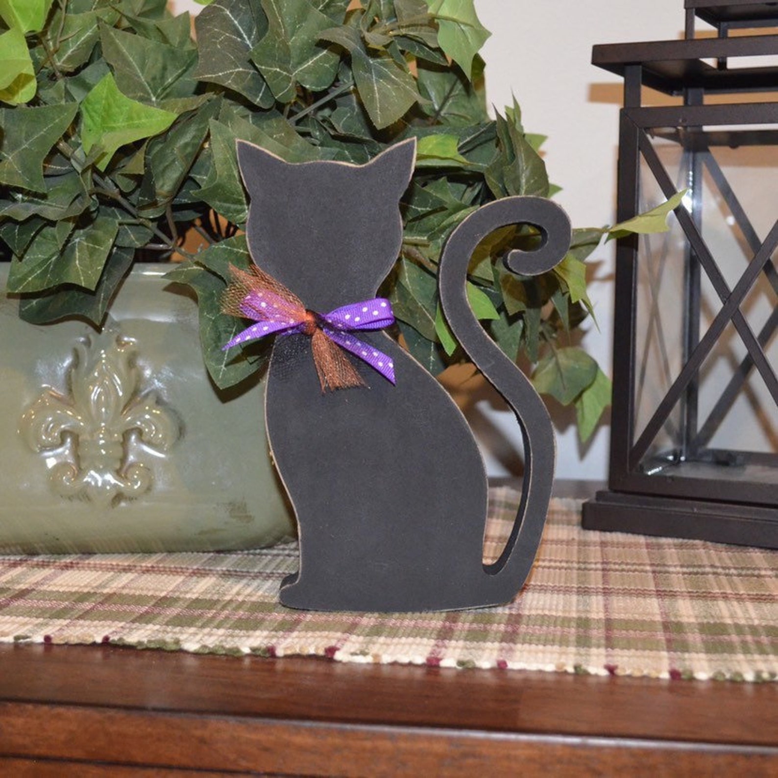 Wood Cat Craft DIY Halloween Decoration Unfinished Cat Cutout Free ...