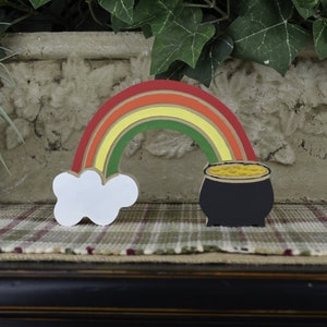 Rainbow With Pot of Gold Cutout- St. Patrick's Wood Craft- Rainbow ...