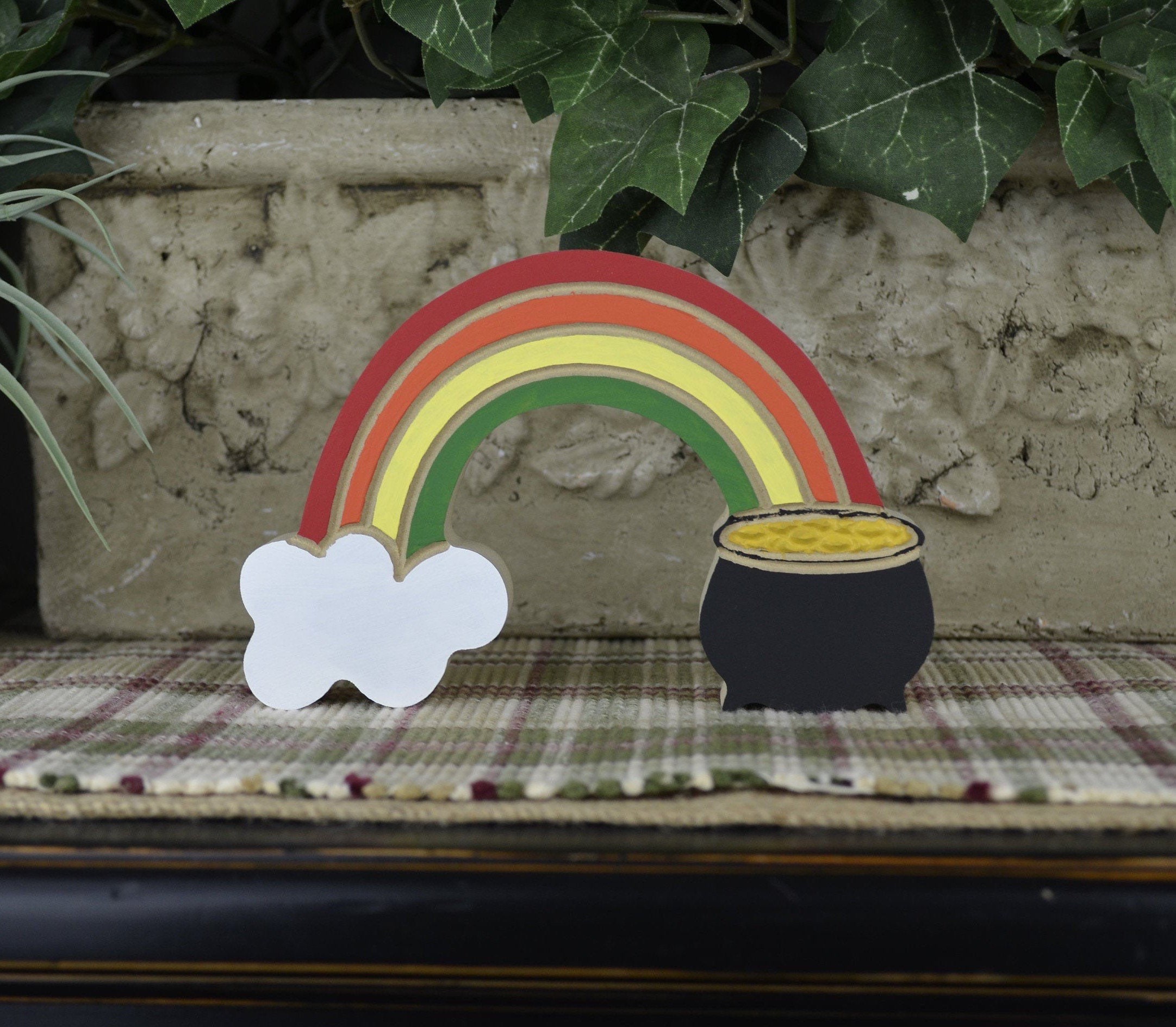 Rainbow With Pot of Gold Cutout St. Patrick's Wood Craft | Etsy