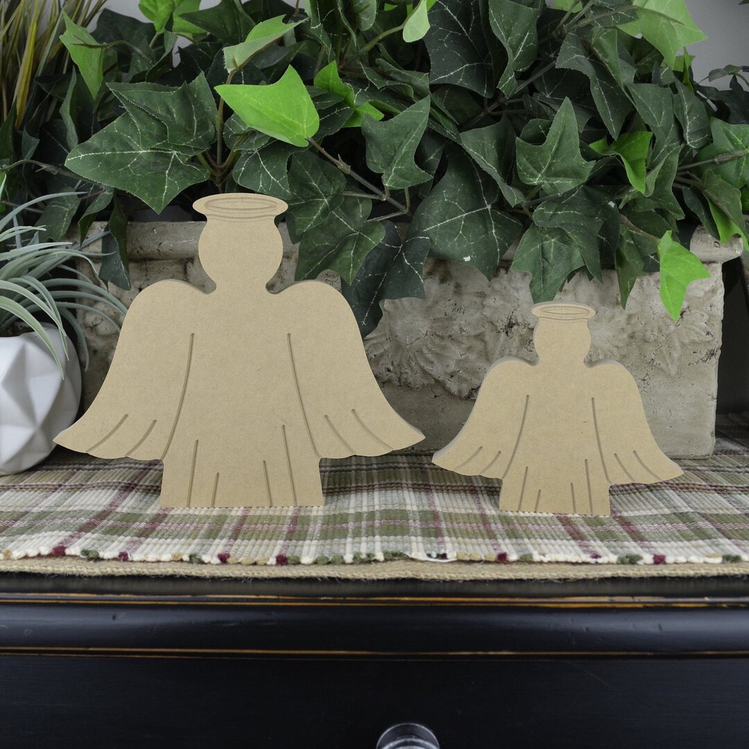 Angel Wood Cutouts- Unfinished DIY Wood Angel Craft- Free Standing ...
