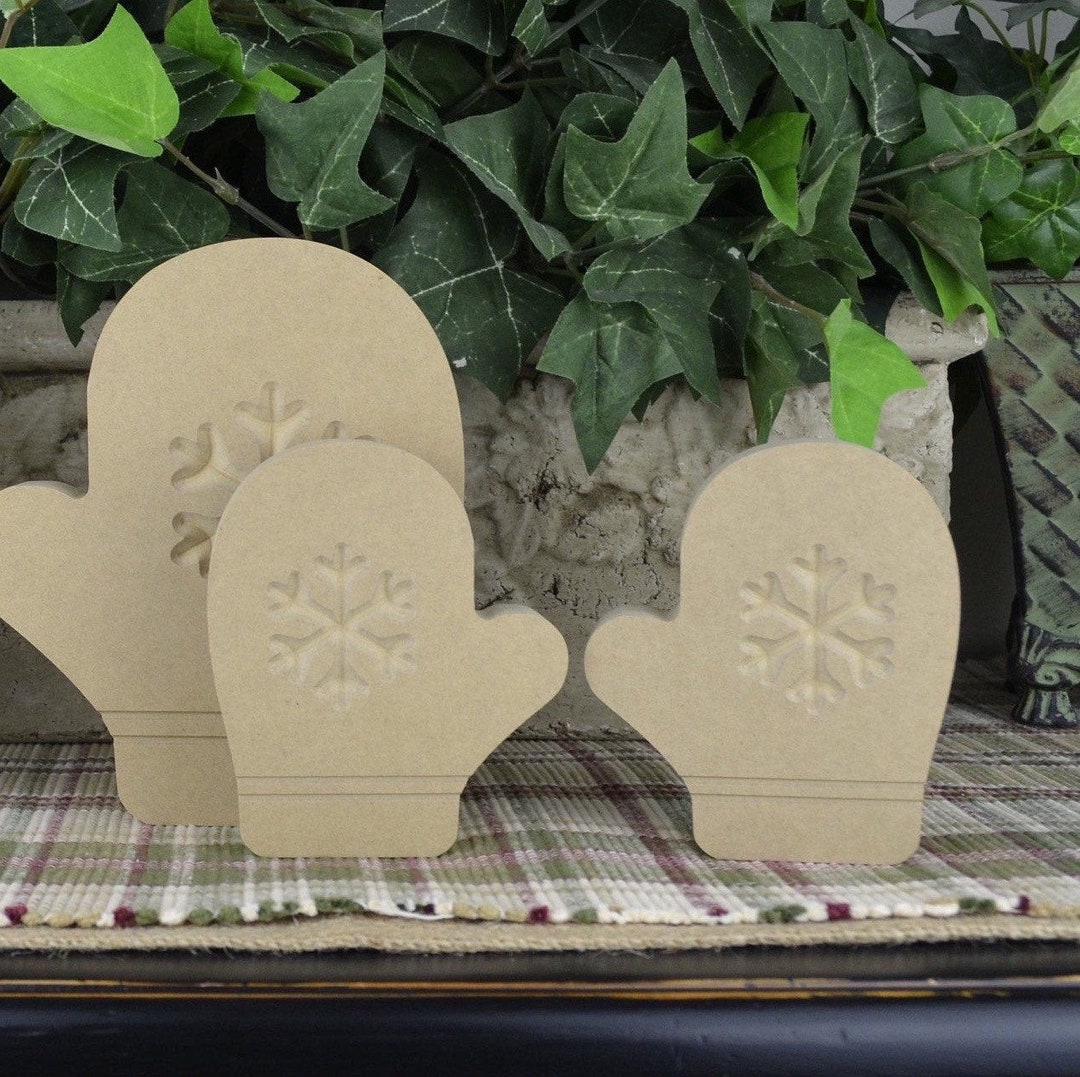 Mini Mitten Wood Cutouts- Unfinished DIY Winter Craft- Free Standing ...