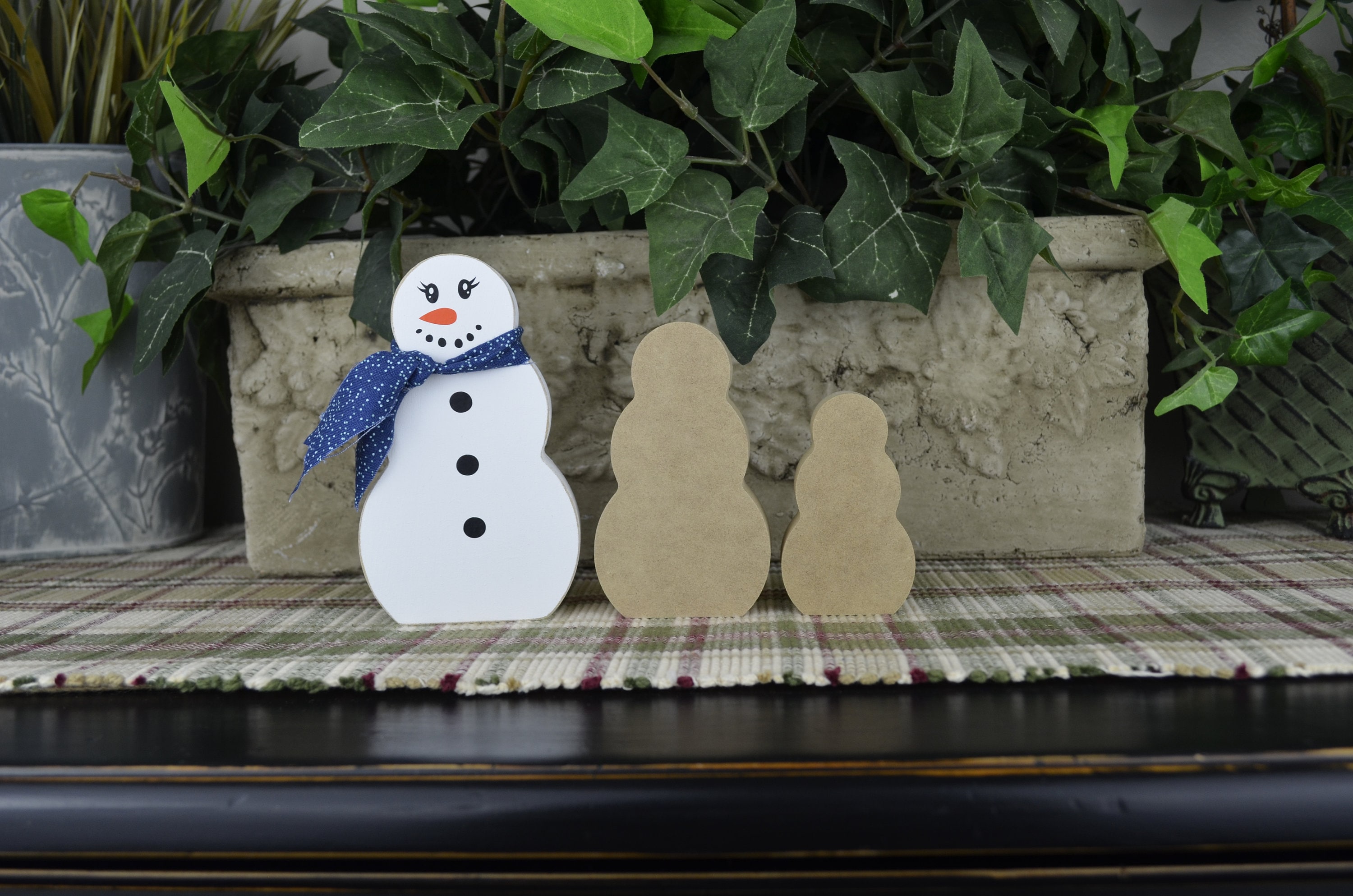 Snowman Wood Cutout- Unfinished DIY Christmas Craft- Free Standing ...