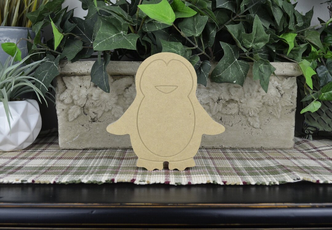 DIY Penguin Wood Cutout- Unfinished Wood Tiered Tray Home Decor- Winter ...