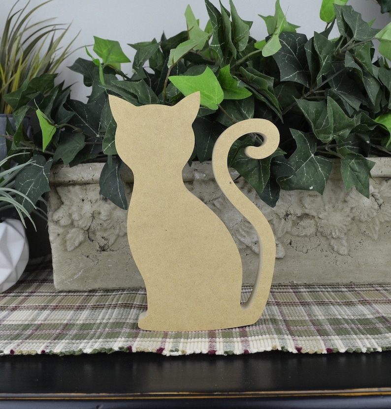 Wood Cat Craft DIY Halloween Decoration Unfinished Cat - Etsy
