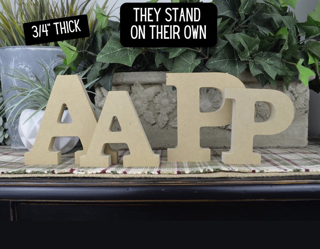 Wood Letters- DIY Alphabet Letters- Free Standing- Thick Unfinished ...