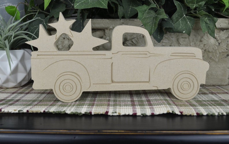 Truck Cutout with Tree DIY Winter Craft Unfinished Wood | Etsy