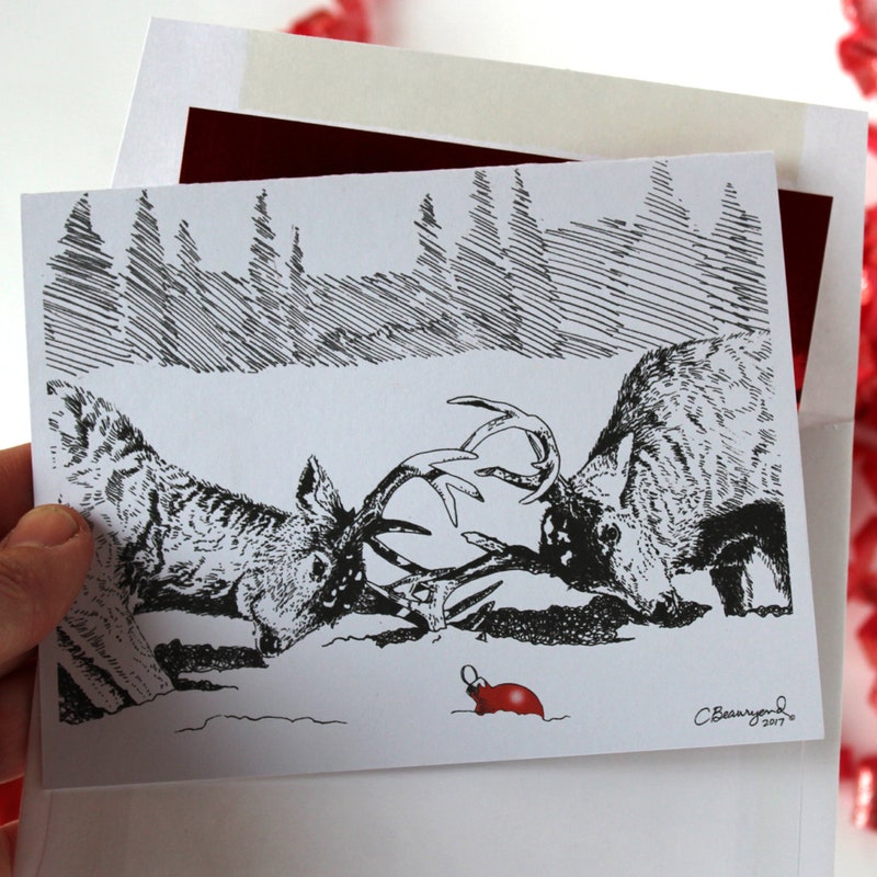 Pen and Ink Deer Art - Etsy