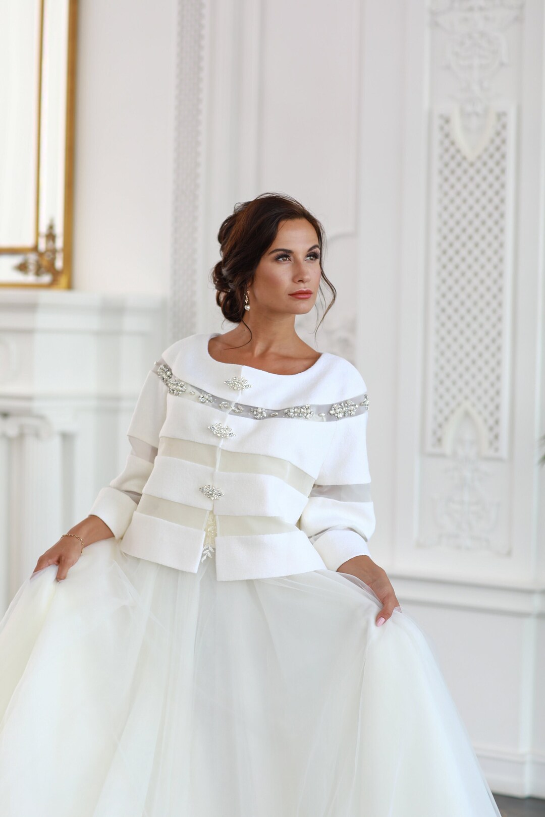 Bridal Jacket for Wedding Dress, Winter Wedding Coat for Bride, Ivory ...