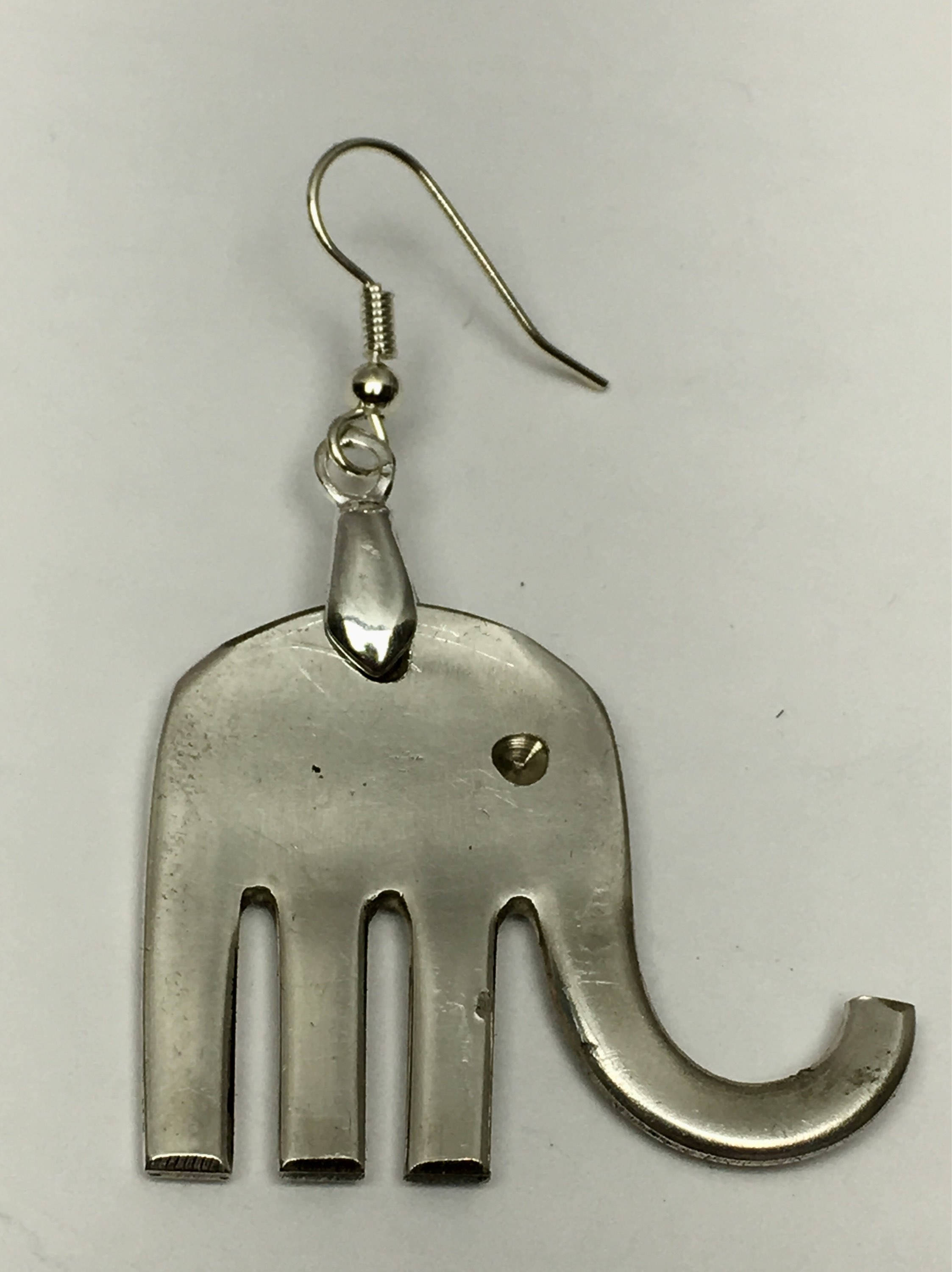 Spoon/ Fork Elephant Earrings Antique Vintage Silverplate Silverware ...