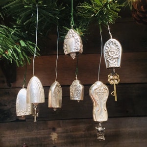 Silver Bell Christmas Tree Holiday Ornament or Necklace Pendants ...