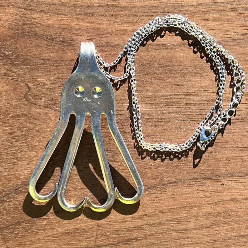 Octopus Necklace Silverplate Fork Upcycle Repurpose | Etsy
