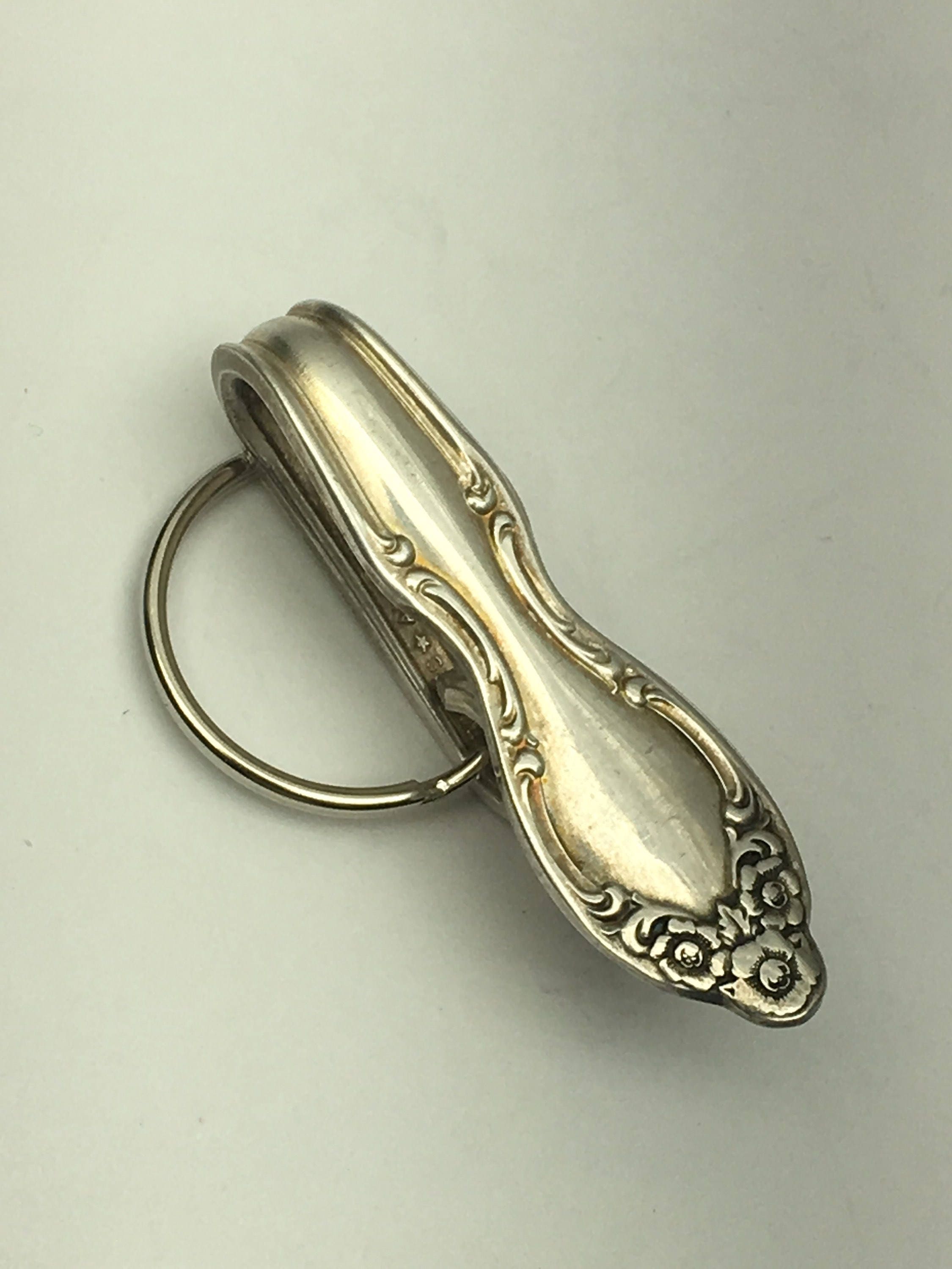 Vintage Purse Hook Clip Silver Key Finder Key Ring Keychain Silverplate ...