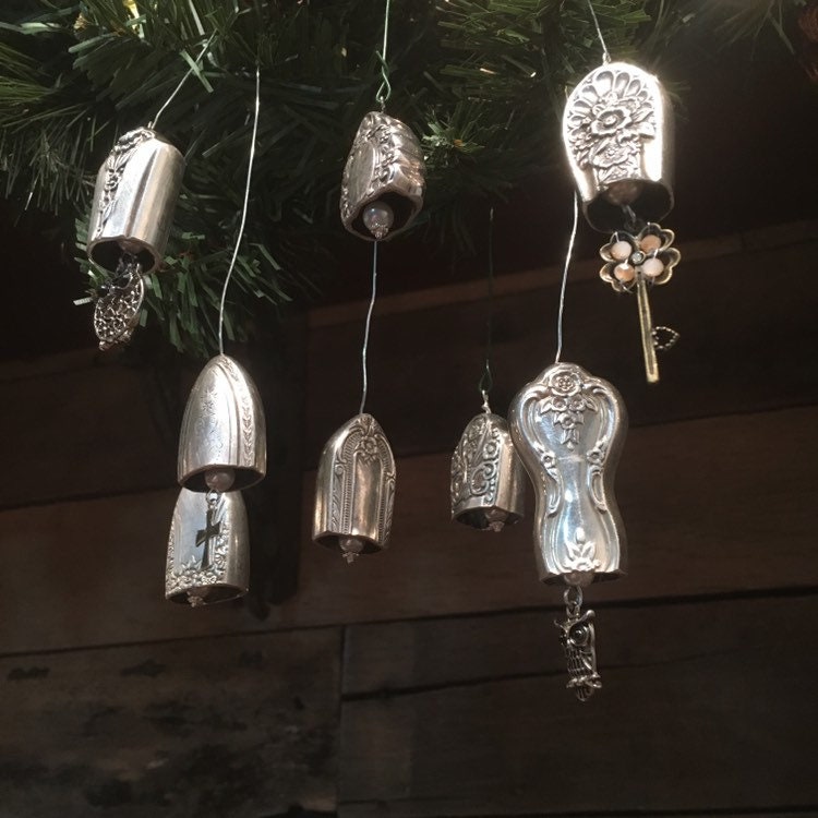 Silver Bell Christmas Tree Holiday Ornament or Necklace Pendants ...