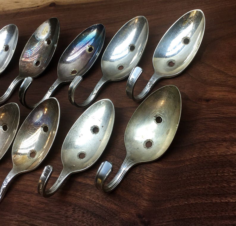 Rustic Spoon Hooks Hangers Antique Vintage Silverplate Silverware Cup ...