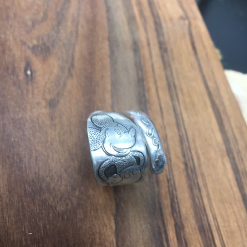 Sizable Mickey Mouse Spoon Ring Spoonring Vintage Antique Silverplate ...