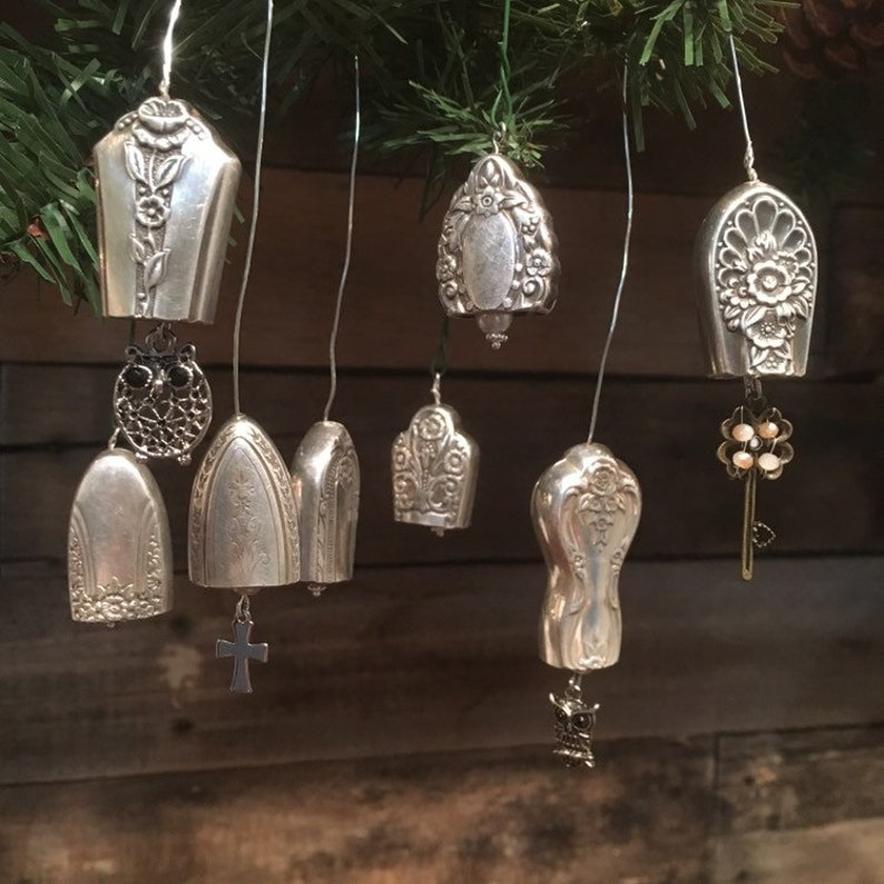 Silver Bell Christmas Tree Holiday Ornament or Necklace Pendants ...