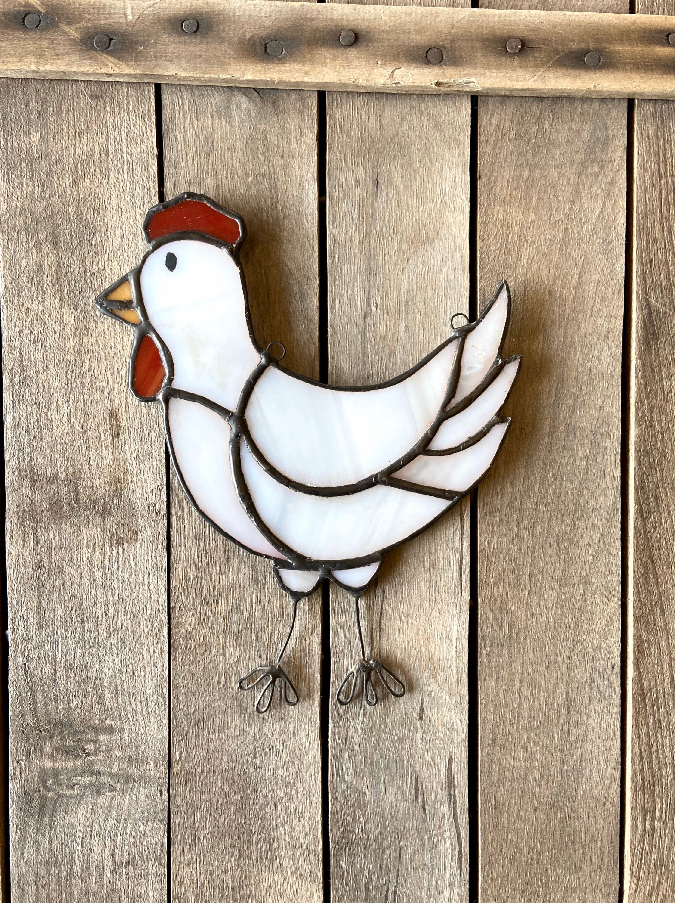 Chicken Suncatcher Stained Glass Farm Decor Chicken Decor Etsy