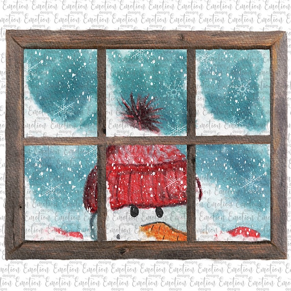 2020 Snowman Window Watercolor Original Artwork Instant | Etsy