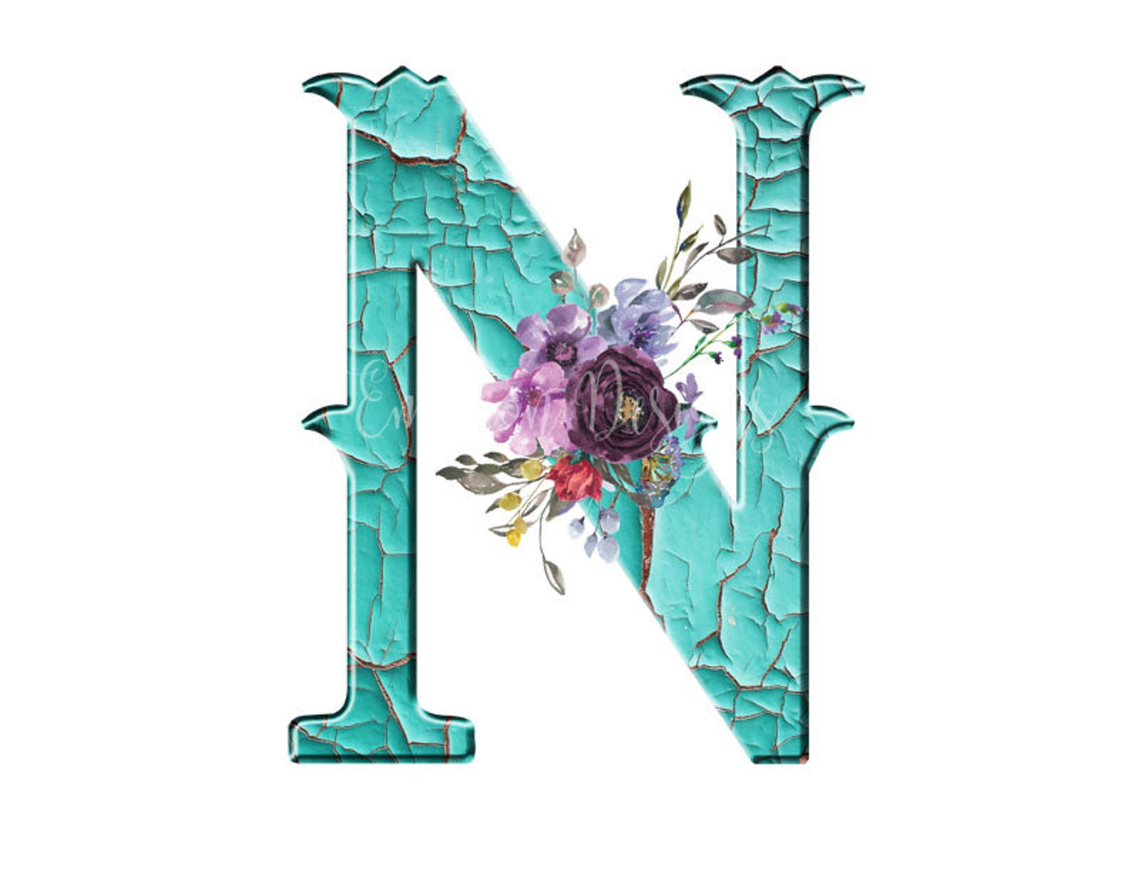 KLMNO Rustic Turquoise Monogram Letters Clip Art Instant - Etsy Israel