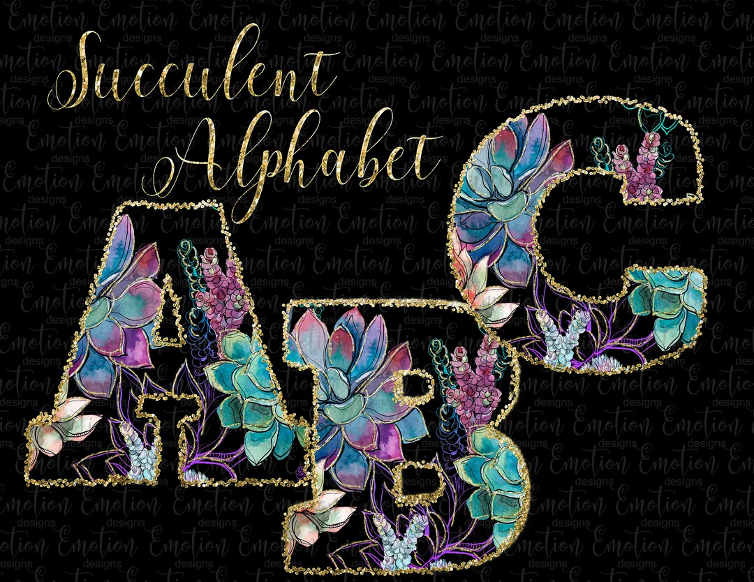 Succulent Letters A to Z Clip Art, Instant Download, DTF Printing - Etsy