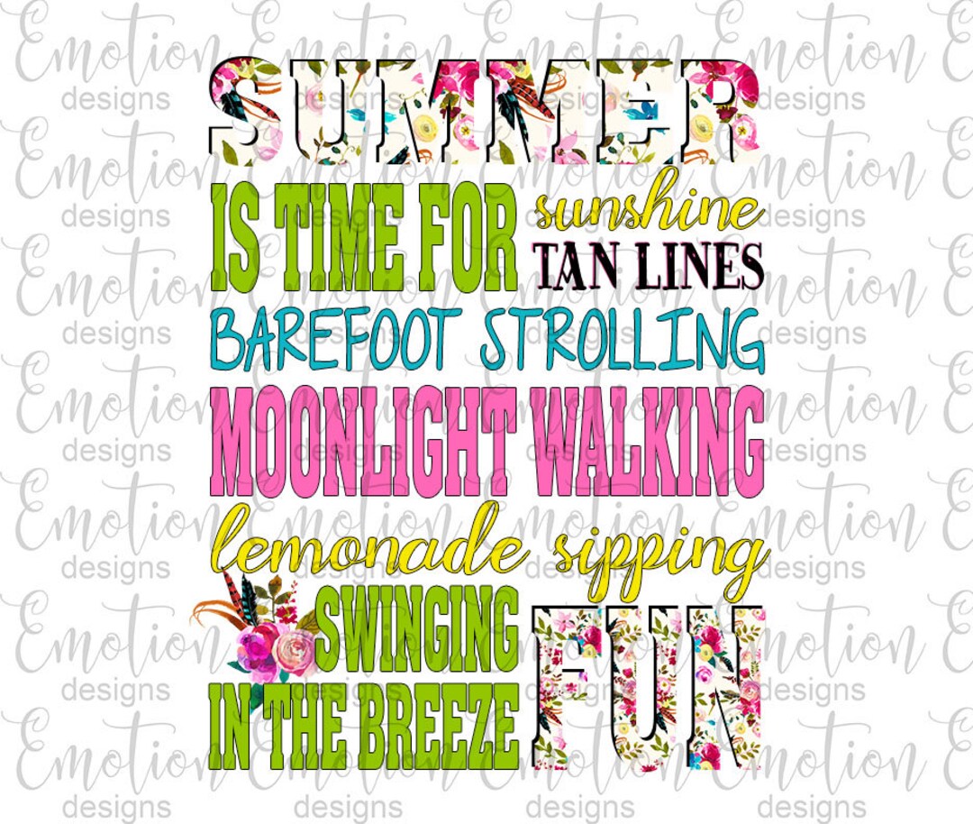 Summer is Time For, Clipart, Instant Download, Sublimation Graphics ...