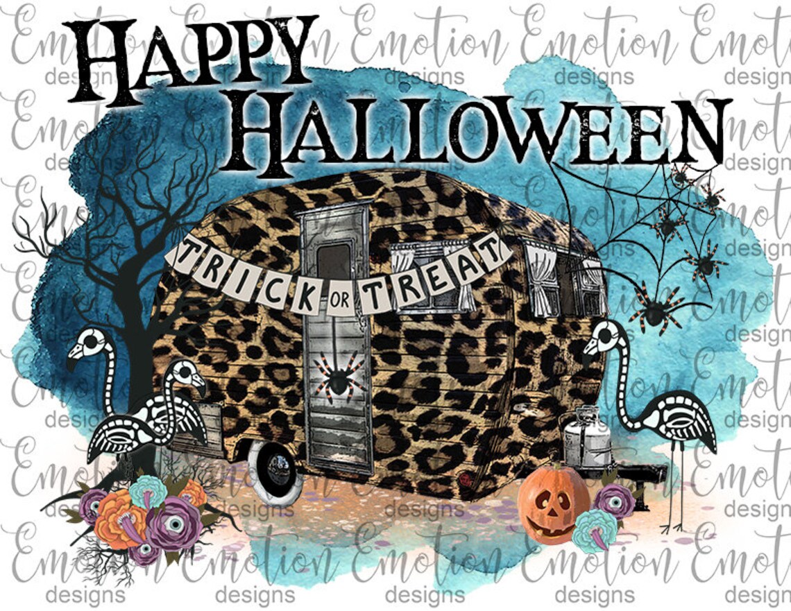 Happy Halloween Camper PNG Clipart Instant Download | Etsy