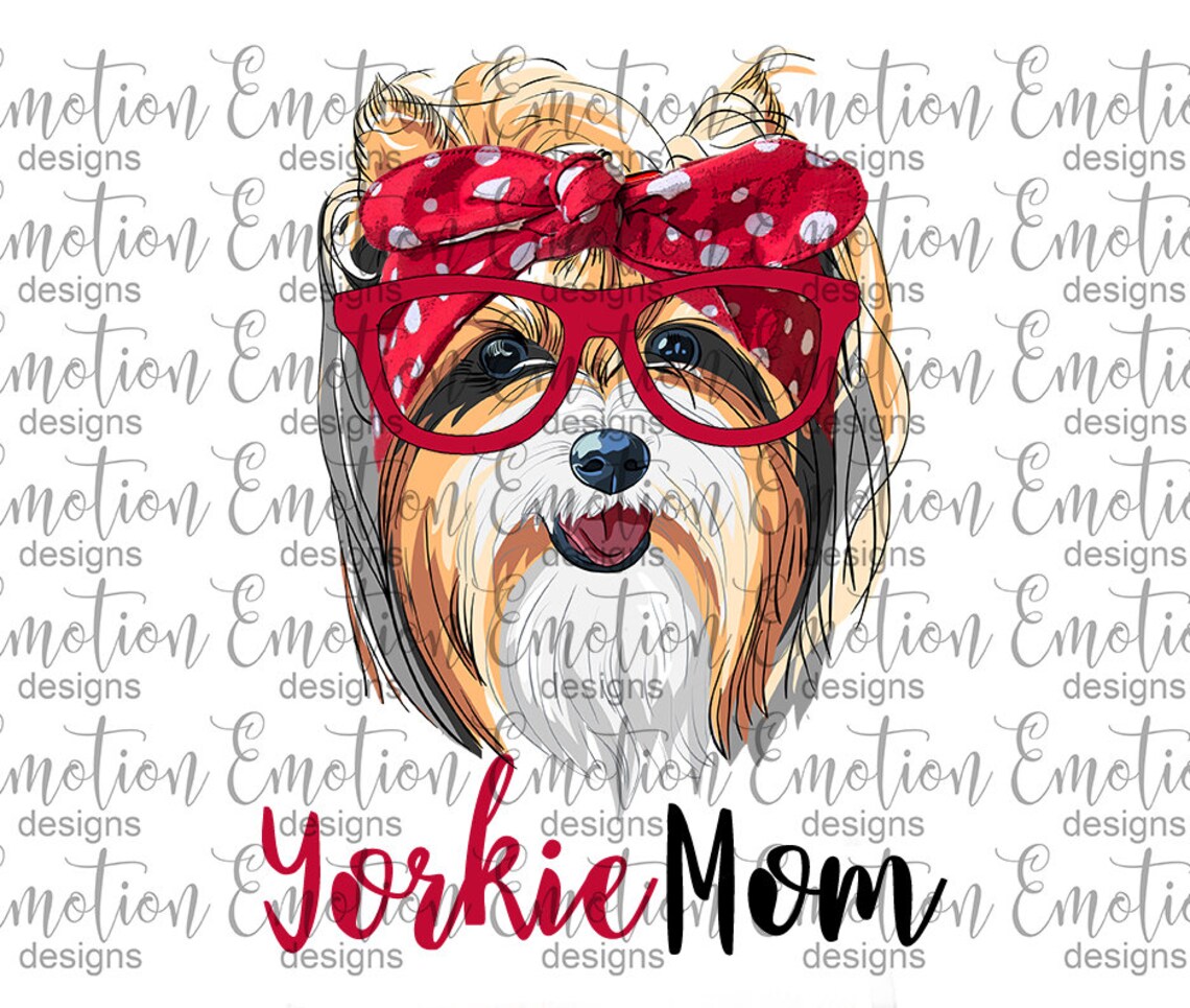 Yorkie Mom With Bandana and Glasses Yorkshire Terrier PNG - Etsy