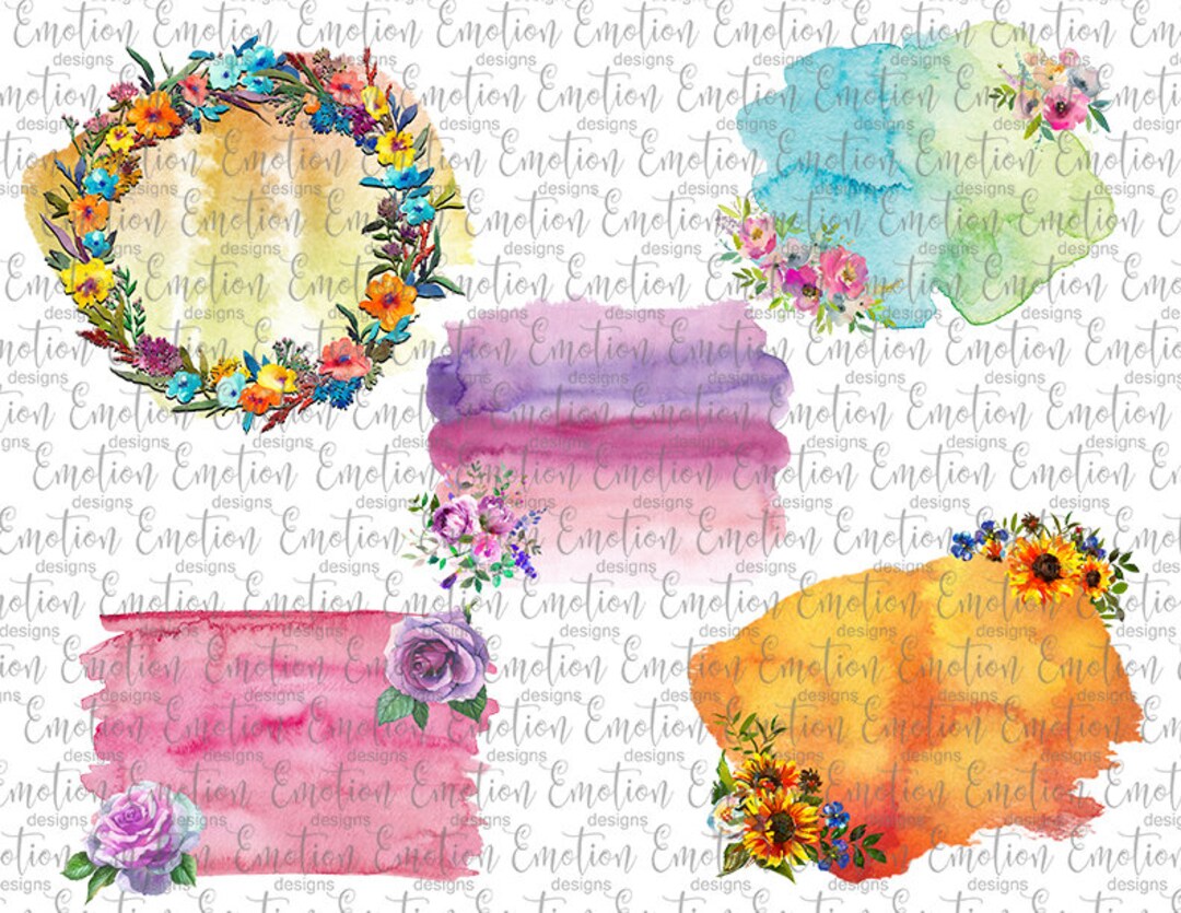 Watercolor Background Clip Art Bundle, Instant Download, DTF Printing ...