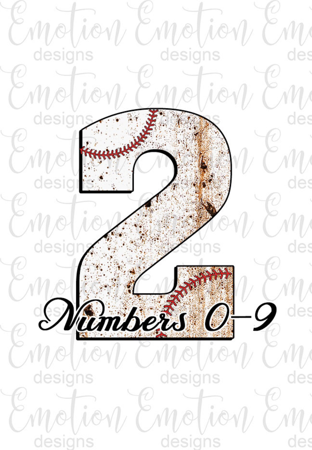 Baseball Stitch Monogram Numbers Clip Art, Instant Download, DTF ...
