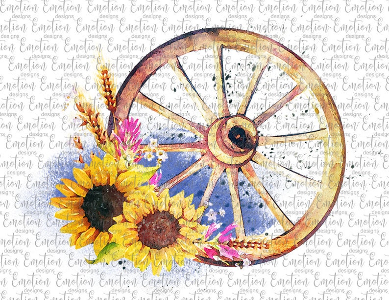 Wagon Wheel Flowers 2 PNG, Instant Download, Sublimation Graphics ...
