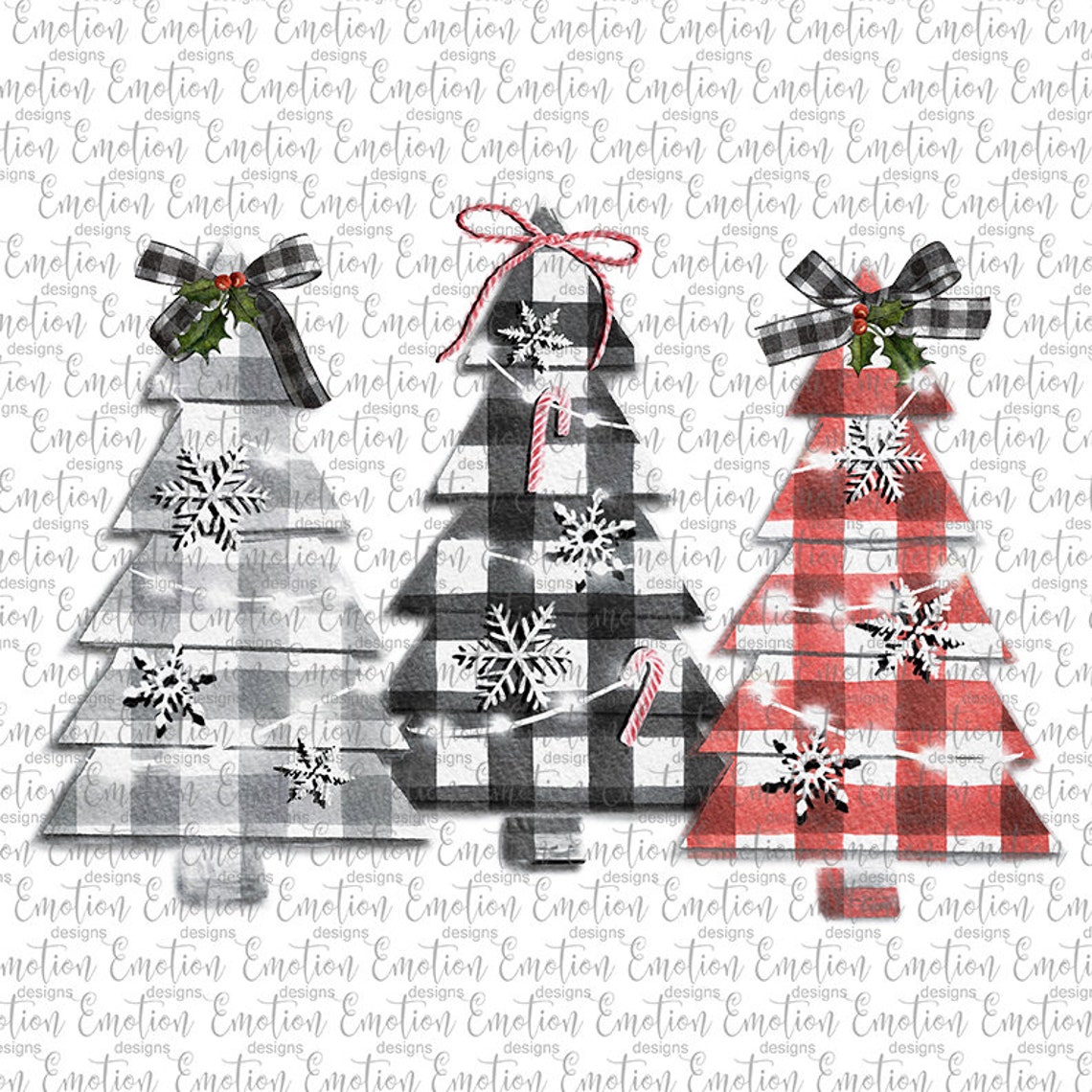 Hand Drawn Vintage Christmas Trees 2 Clipart Instant - Etsy