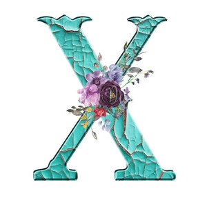 UVWXYZ Rustic Turquoise Monogram Letters Clip Art, Instant Download ...