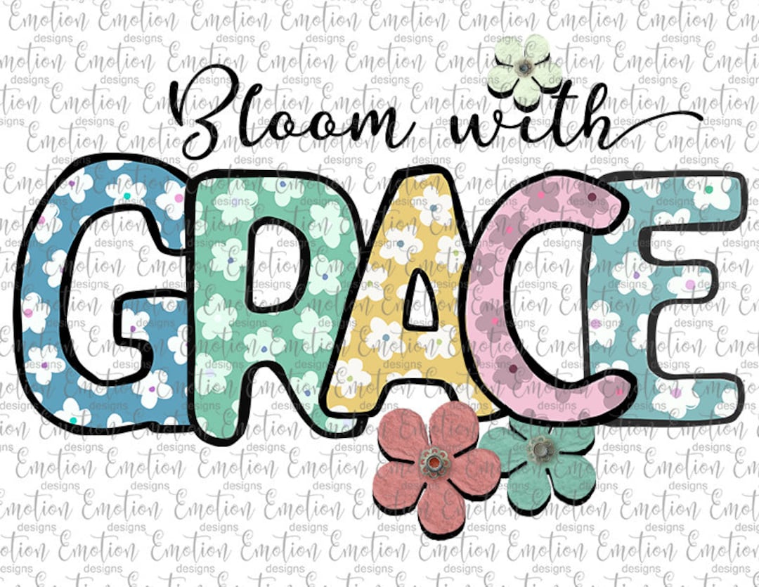 Bloom With Grace Pattern Letters Clipart, Instant Download, Sublimation ...