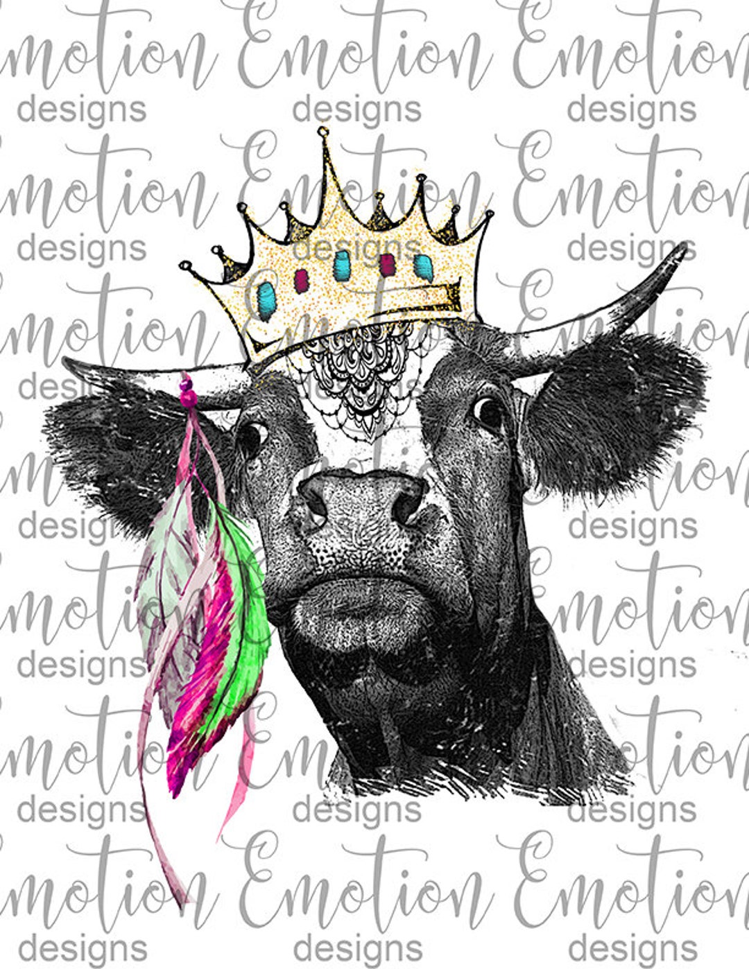 Cow With Crown PNG, Instant Download, Sublimation Graphics, Clipart ...
