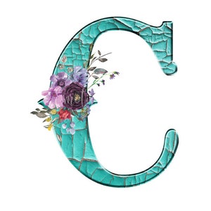 ABCDE Rustic Turquoise Monogram Letters Clip Art, Instant Download ...