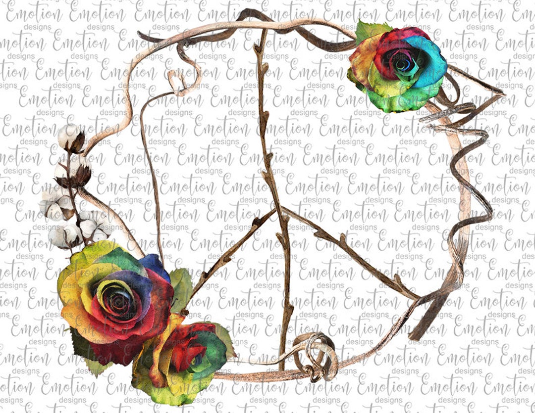 Twig Rose Peace Sign PNG, Clipart, Instant Download, Sublimation ...