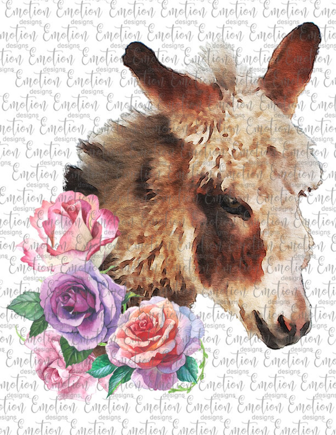 Watercolor Donkey PNG Instant Download Sublimation Graphics - Etsy