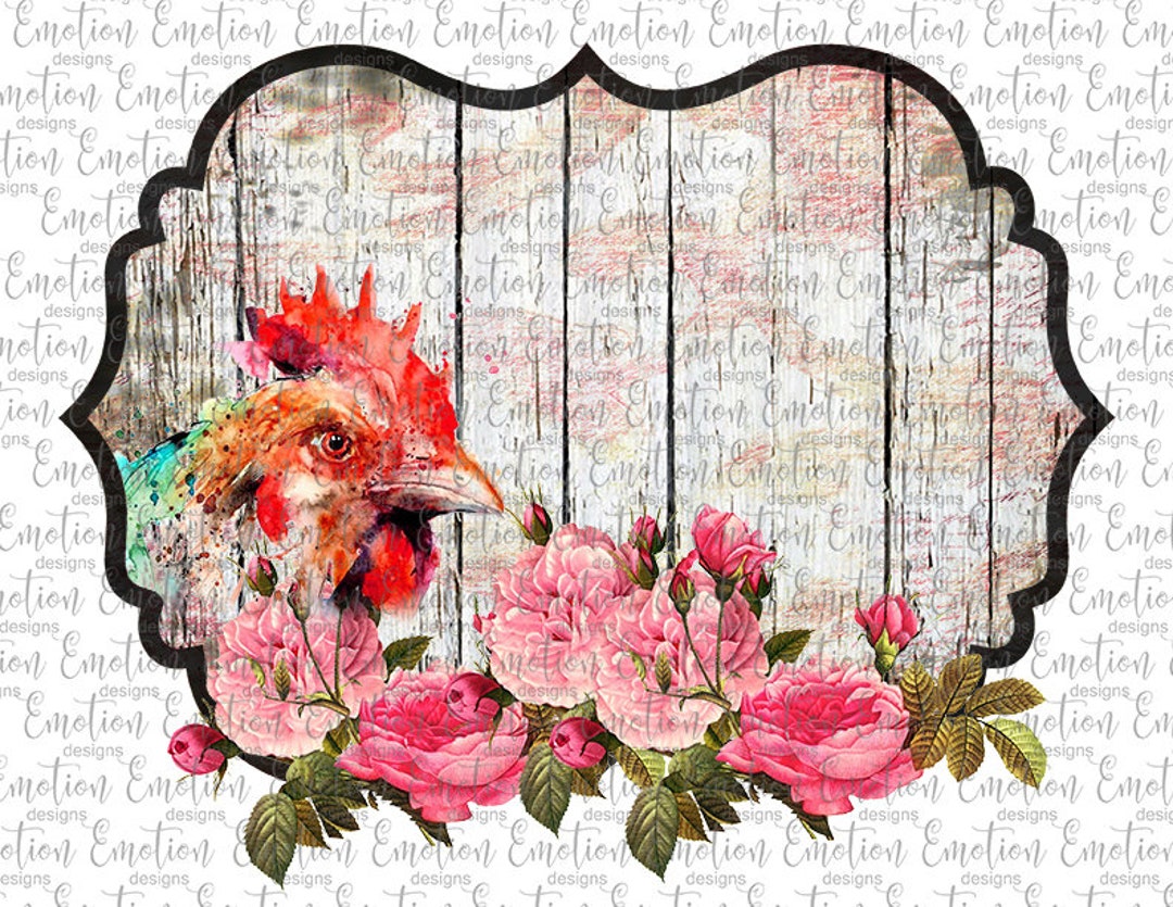 Floral Chicken Frame Clipart, Instant Download, Sublimation Graphics ...