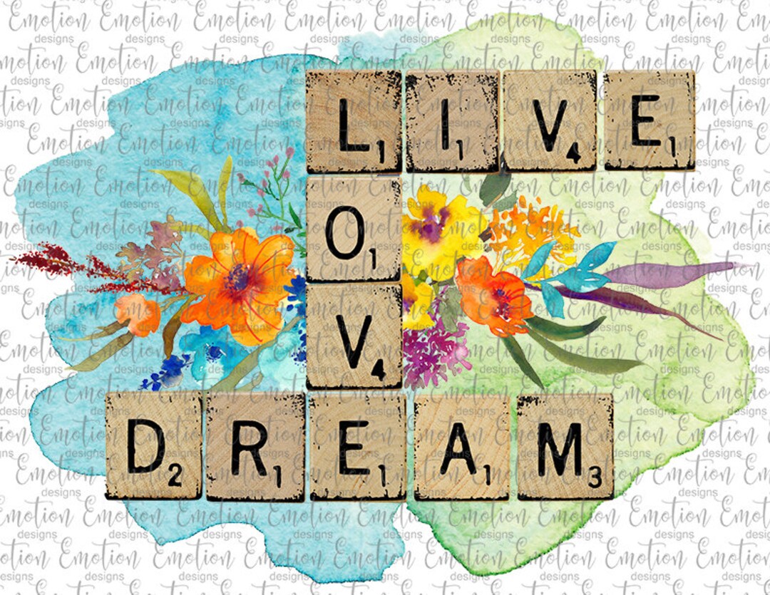 Live Love Dream Scrabble Clipart, Instant Download, Sublimation ...