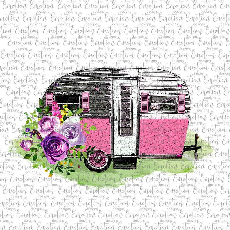 Pink Camper Clipart Instant Download Sublimation Graphics | Etsy