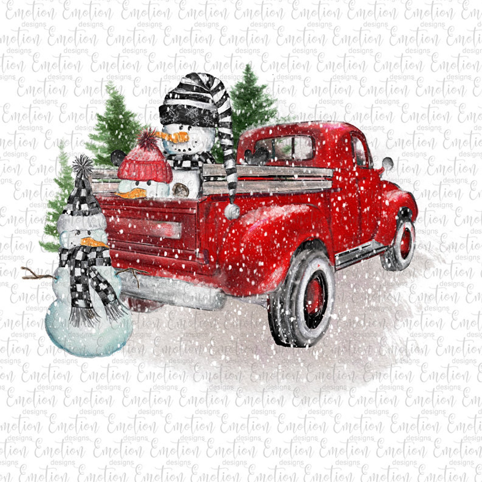 Christmas Snowman Truck Scene Instant Download Sublimation - Etsy