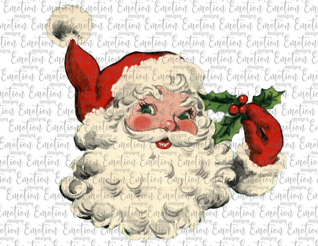 Red Hat Vintage Santa Clipart, Instant Download, Sublimation Graphics ...
