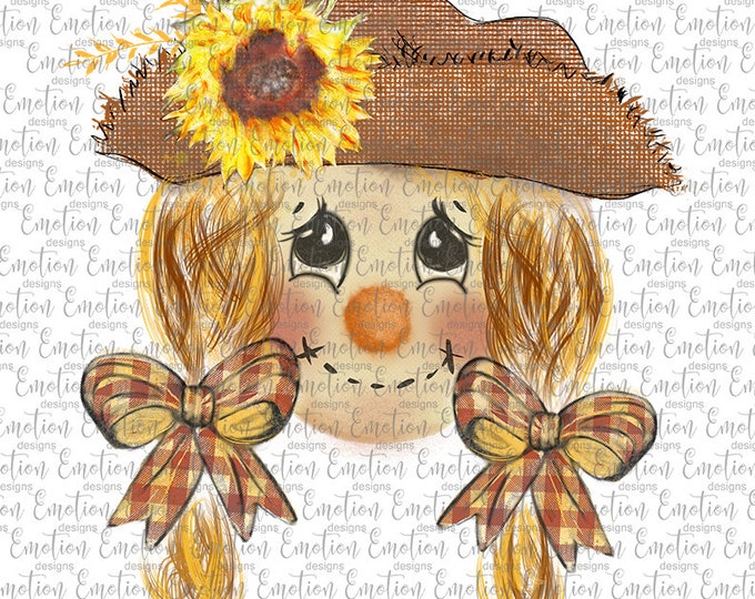 Scarecrow Girl Hand Drawn Clipart Instant Download - Etsy