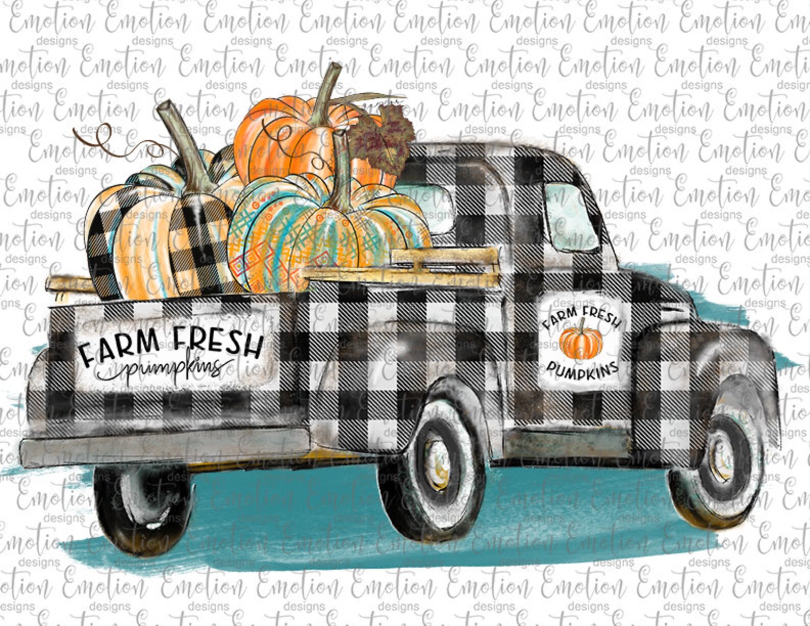 Farm Fresh Pumpkins Hand Drawn Truck PNG Clipart Instant - Etsy