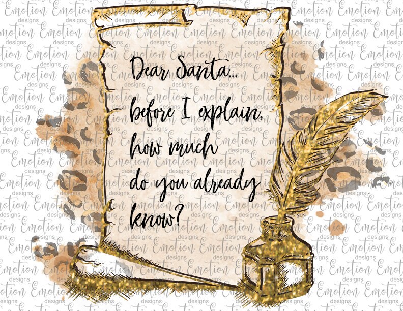 Dear Santa Letter Clipart Instant Download Sublimation - Etsy
