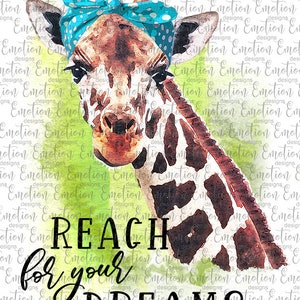 Reach for Your Dreams Turquoise Watercolor Giraffe Art - Etsy