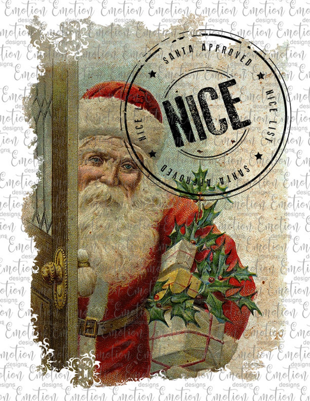 Santa Nice List Clipart, Instant Download, Sublimation Graphics, PNG ...