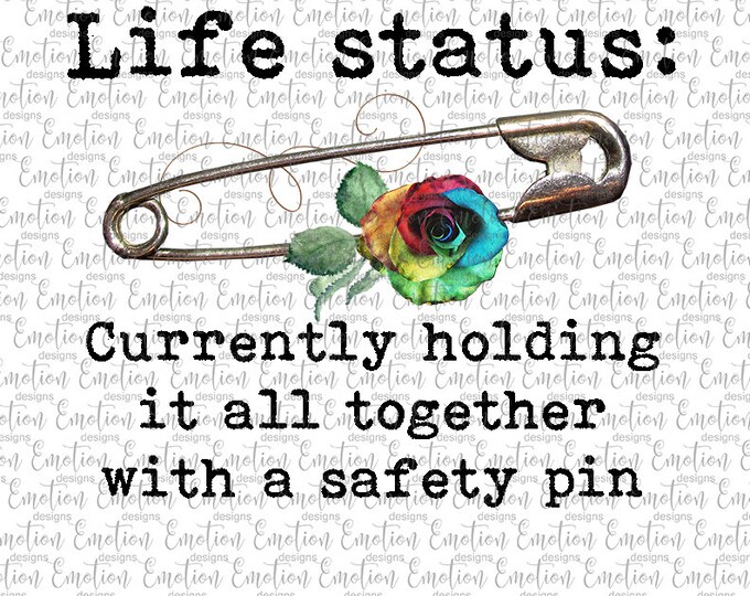 Life Status Safety Pin PNG Clipart Instant Download - Etsy