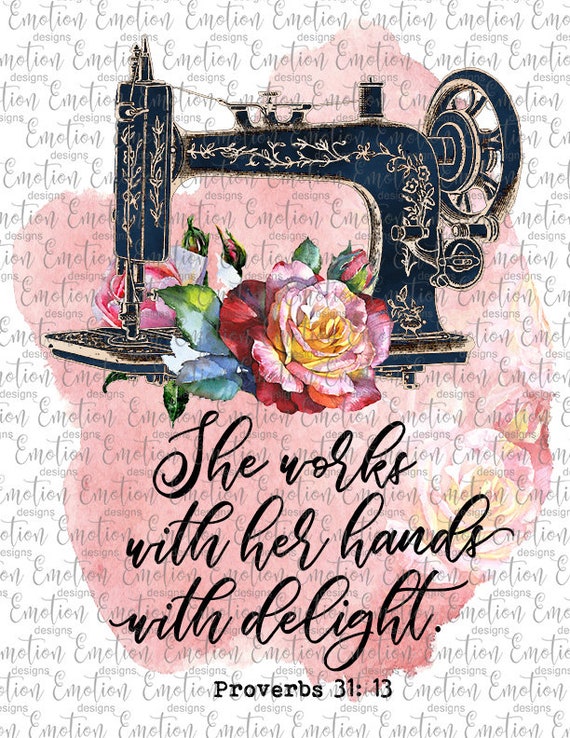 Vintage Sewing Machine Proverbs 31:13 Instant Download | Etsy